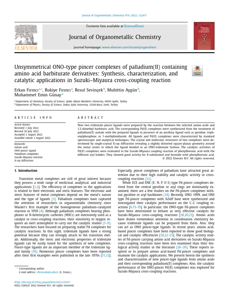 Unsymmetrical ONO Pincer Complex | PDF | Proton Nuclear Magnetic ...