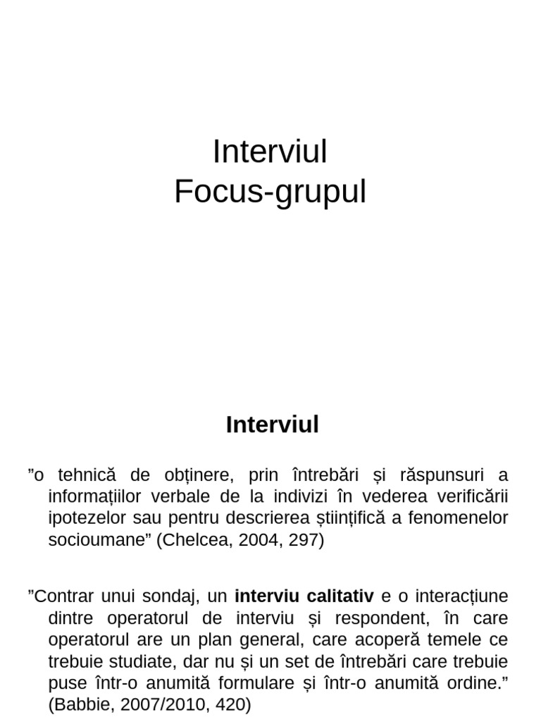 Interviul Si Focus Grupul | PDF