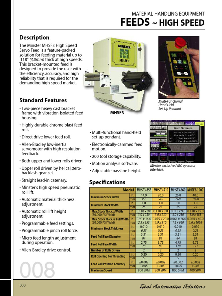 High Speed Feed Specifications | PDF