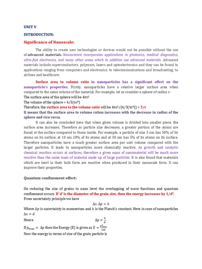 Nanotechnology Notes (UNIT-5) | PDF
