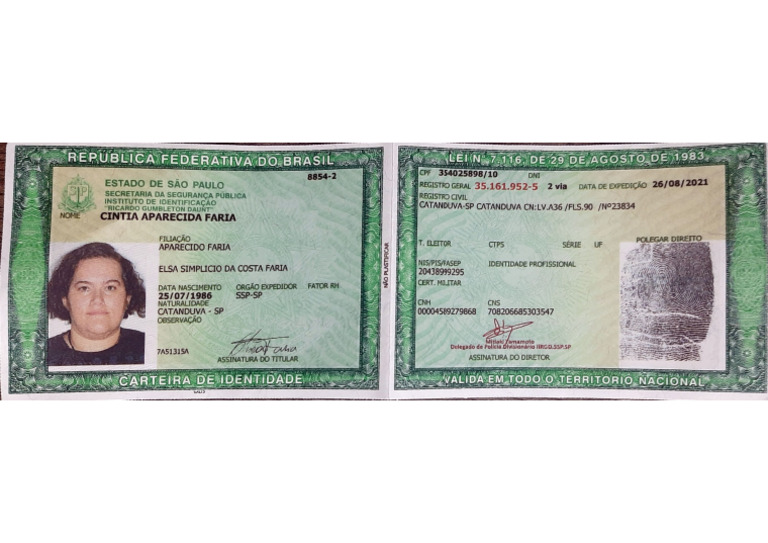 RG Nº351619525 - Cintia Faria | PDF