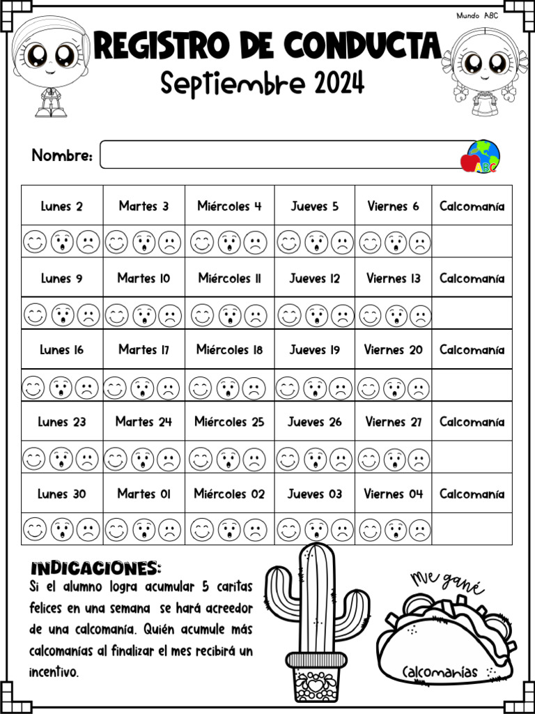 80.registro de Conducta - Por Mes | PDF