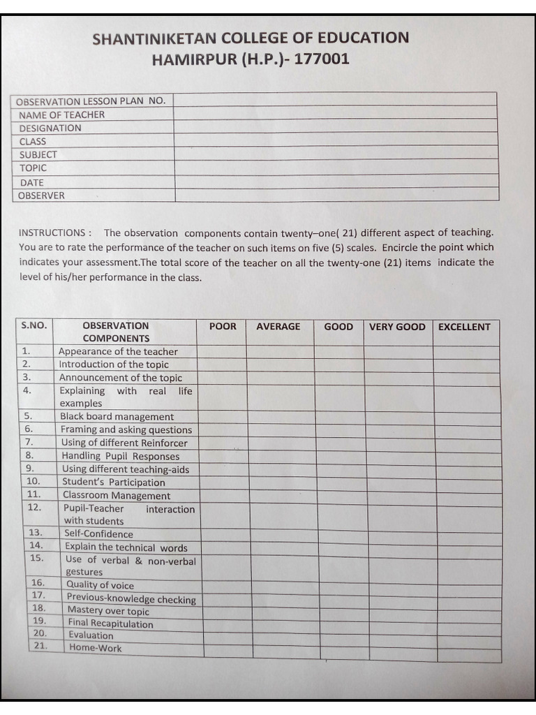 Observation Lesson Plan | PDF