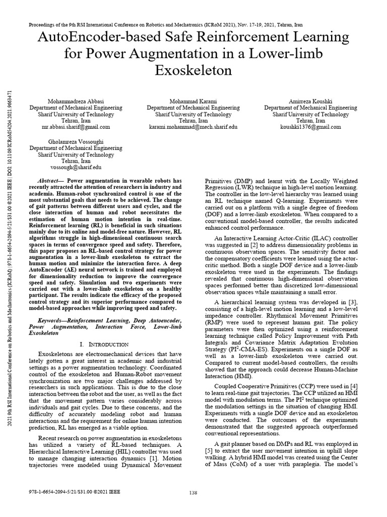 Autoencoder-Based Safe Reinforcement Learning For Power Augmentation in A Lower-Limb Exoskeleton ...