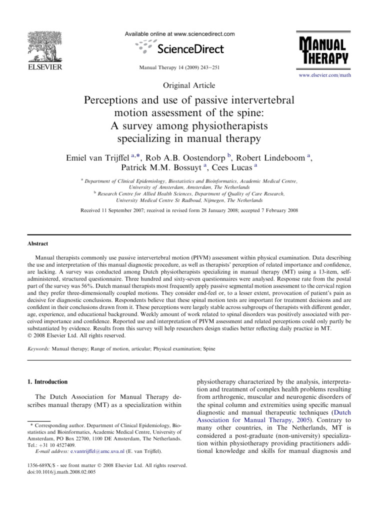 Perceptions and Use of Passive Intervertebral Motion Assessment of The ...