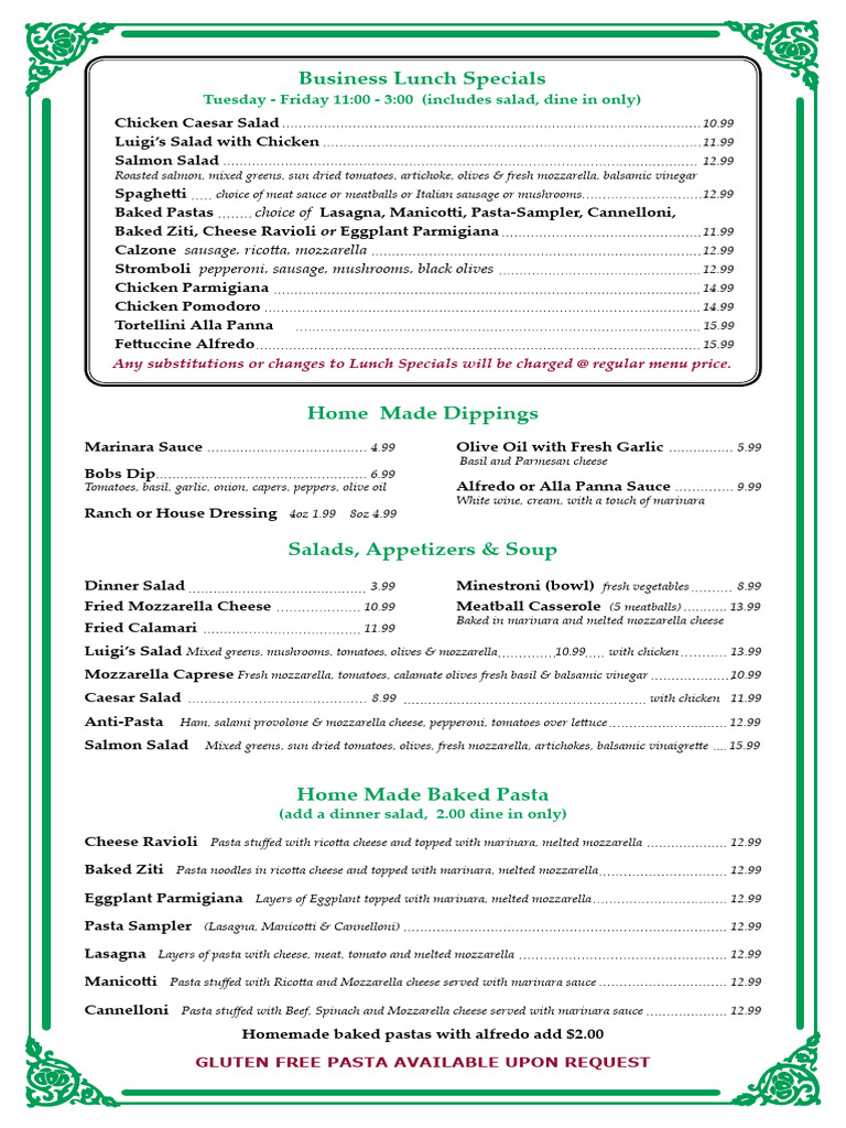 Luigi S Rockwall Menu 1023 | PDF