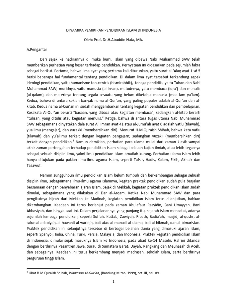 Abuddin Nata - Dinamika Pemikiran Pendidikan Islam Di Indonesia | PDF