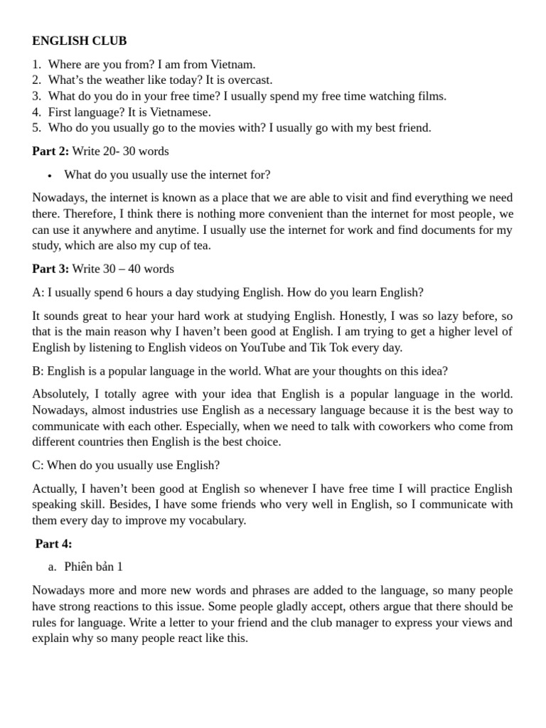 English Club | PDF