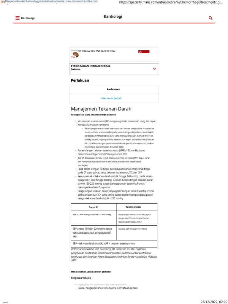 Intracerebral Hemorrhage Treatment MIMS Indonesia - En.id | PDF