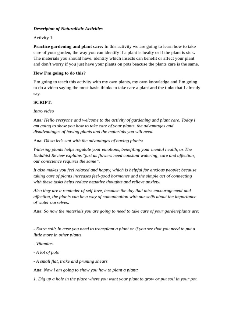 Description Activities (1) 4 | PDF | Plants