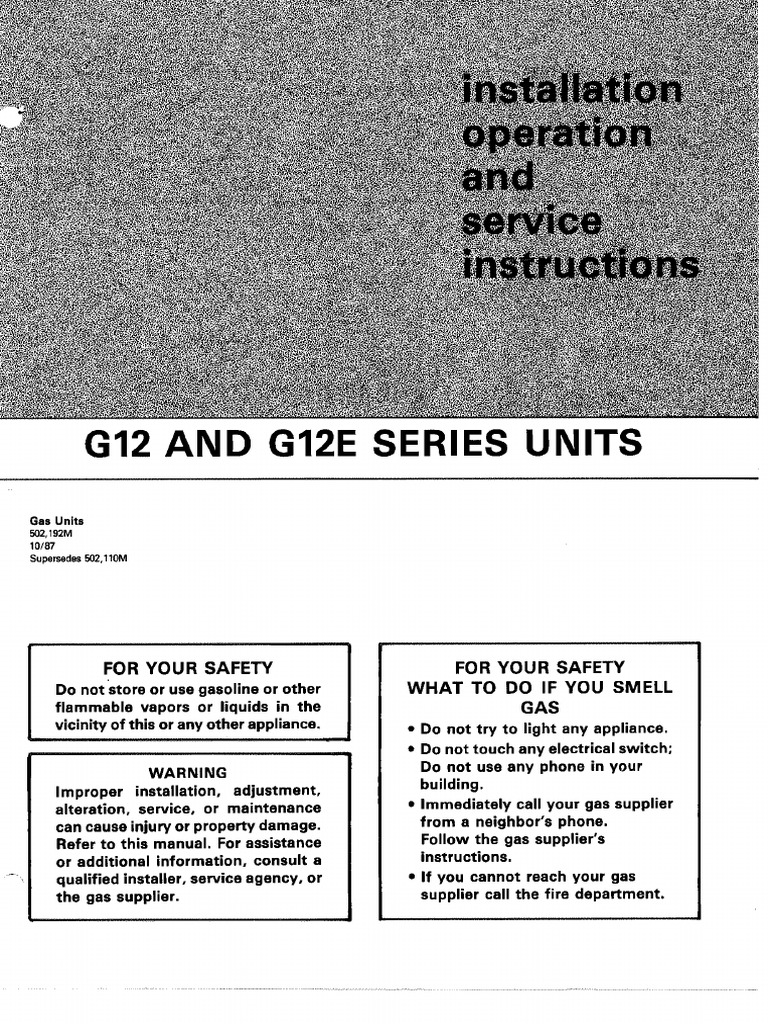 Lennox G12 G12E IOM | PDF