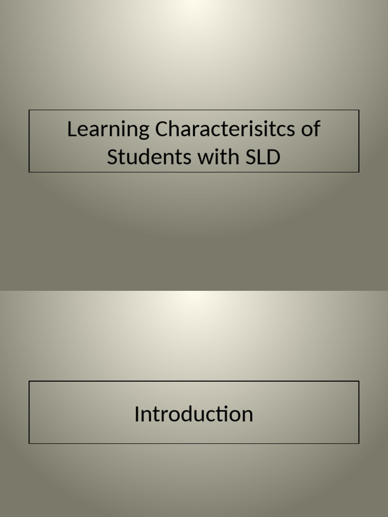 Learning Characterisitcs of Students With SLD | PDF