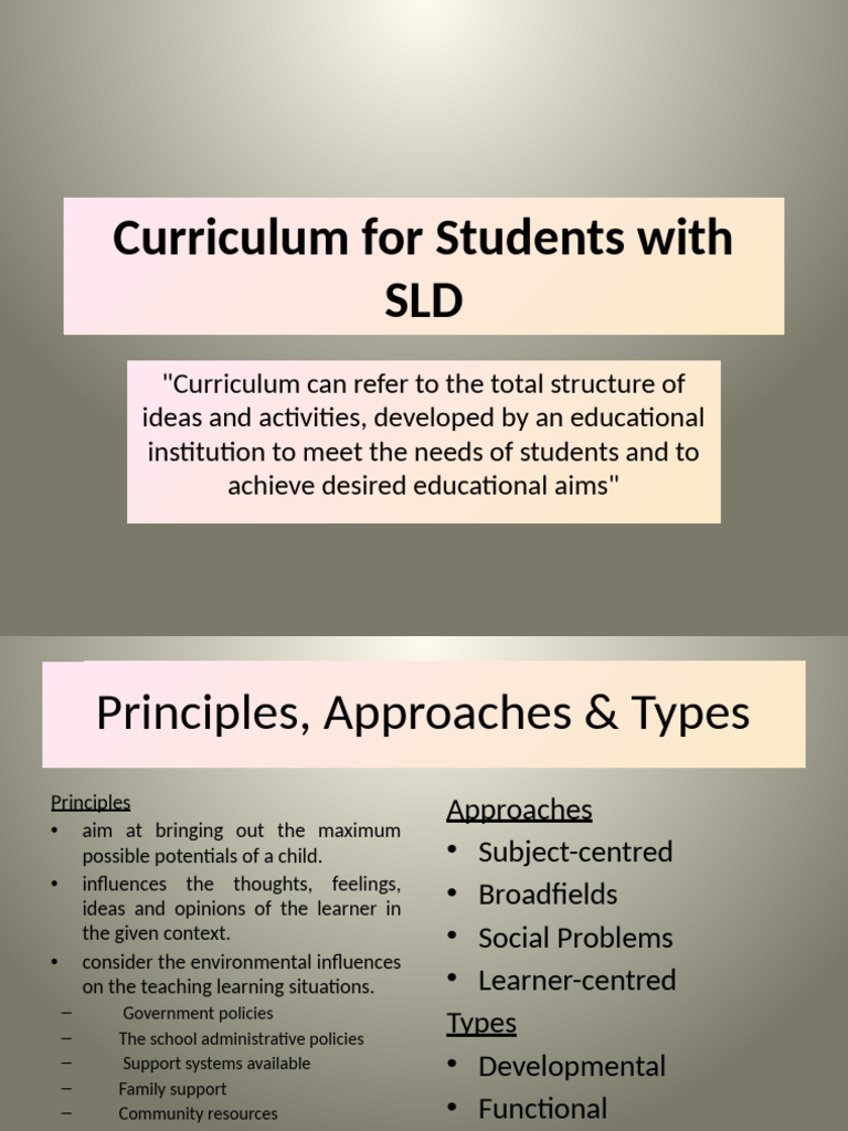 Curriculum Development For SLD | PDF