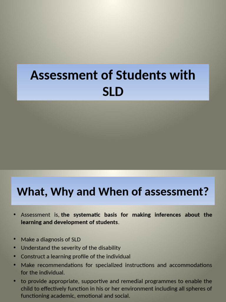 Assessment of Students With SLD | PDF