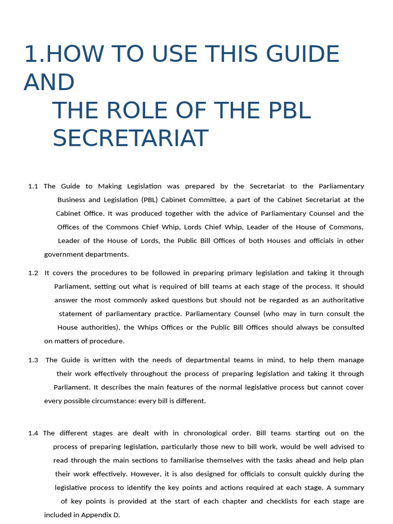1.how To Use This Guide AND The Role of The PBL Secretariat | PDF