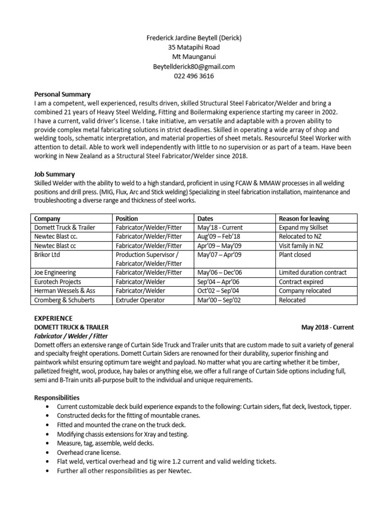 Frederick J Beytell CV (2023) | PDF