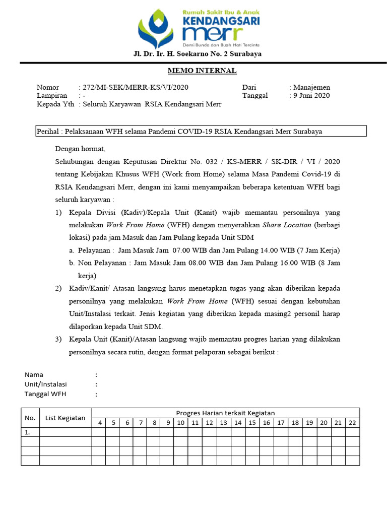 272 Memo Internal terkait WFH | PDF