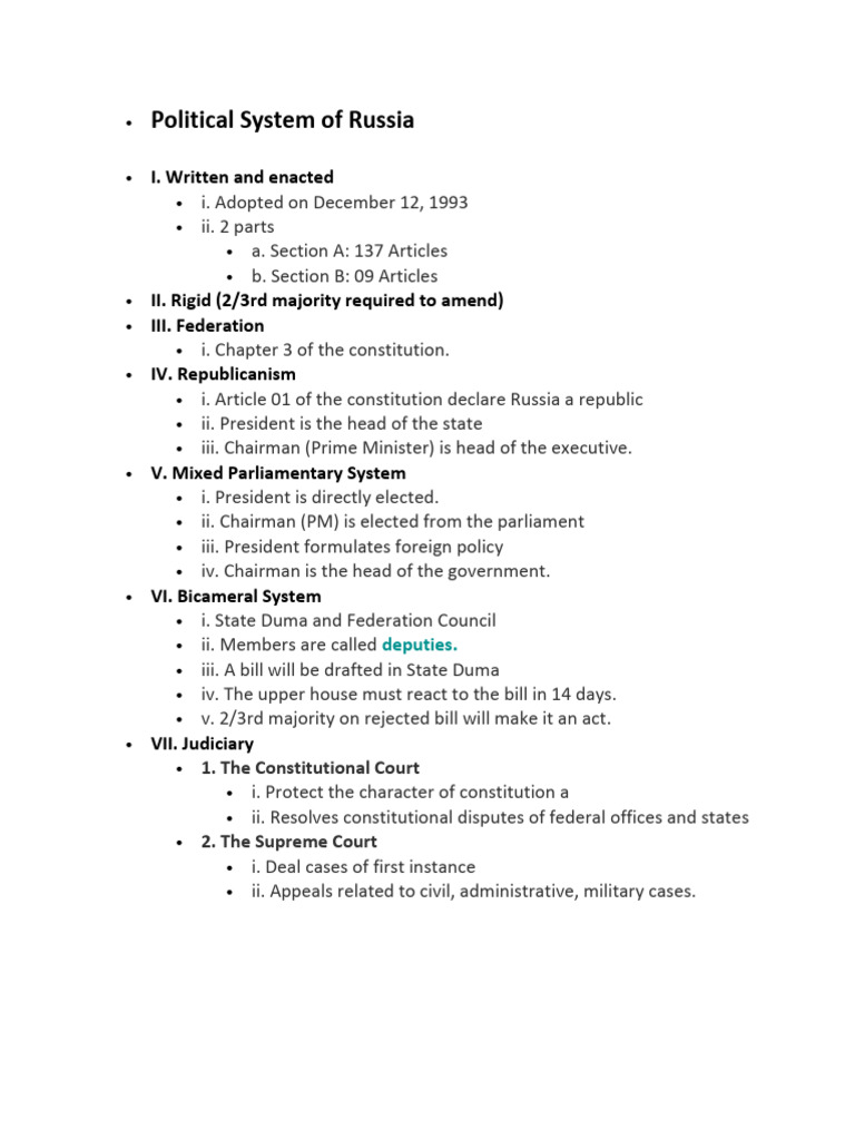 Political System of Russia | PDF