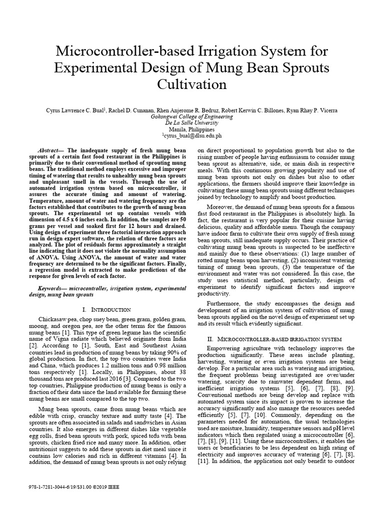 Microcontroller-Based Irrigation System For Experimental Design of Mung ... Microcontroller-Based Irrigation System For Experimental Design of Mung ...