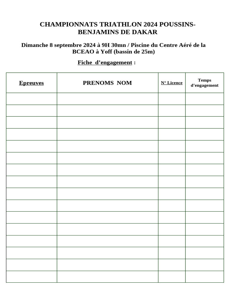 C - Fiche Engag Triathlon | PDF