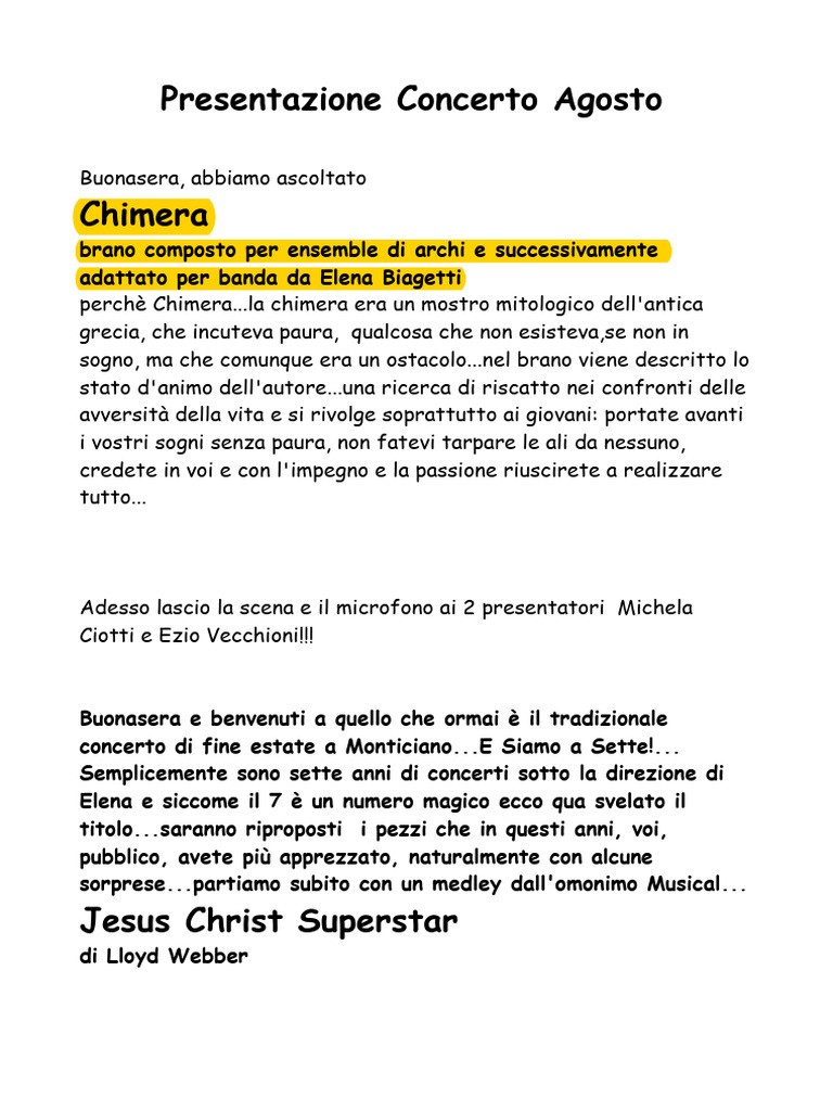 Presentazione Concerto | PDF