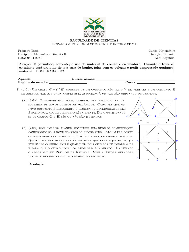 Teste I MDII 2021 | PDF