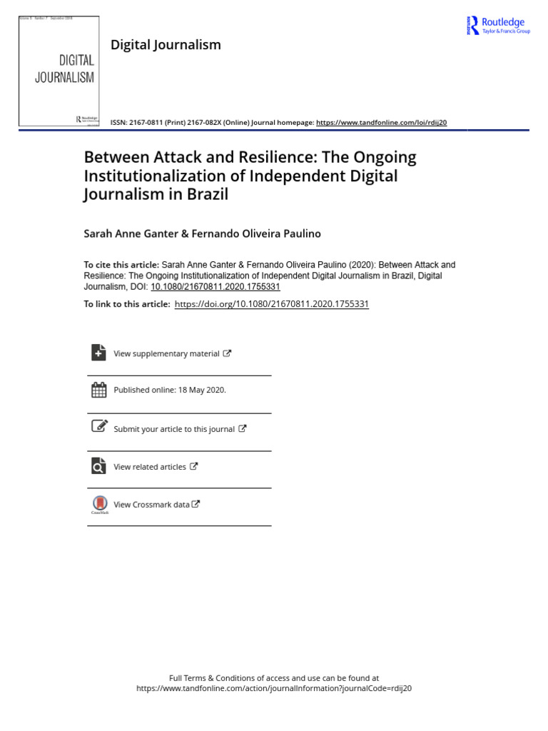 GANTER PAULINO. Ongoing Institucionalization of Independent Journalism ...