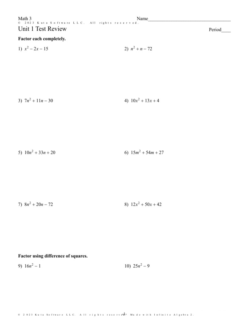 Unit 1 Test Review | PDF