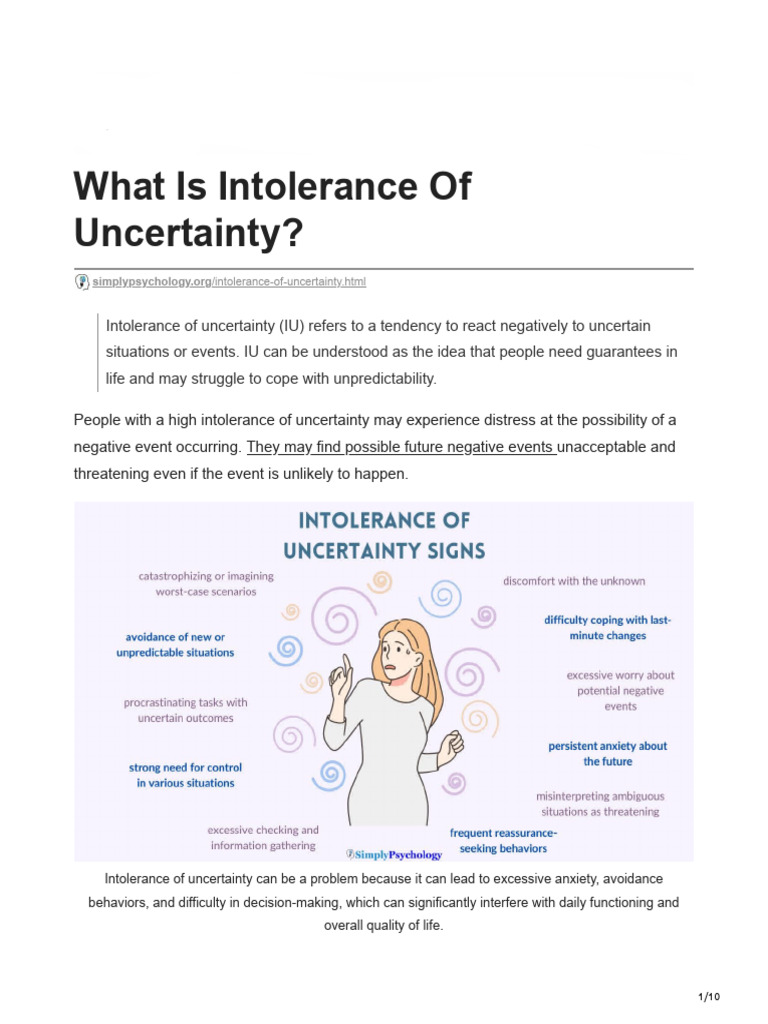 What Is Intolerance of Uncertainty | PDF | Anxiety | Self-Improvement