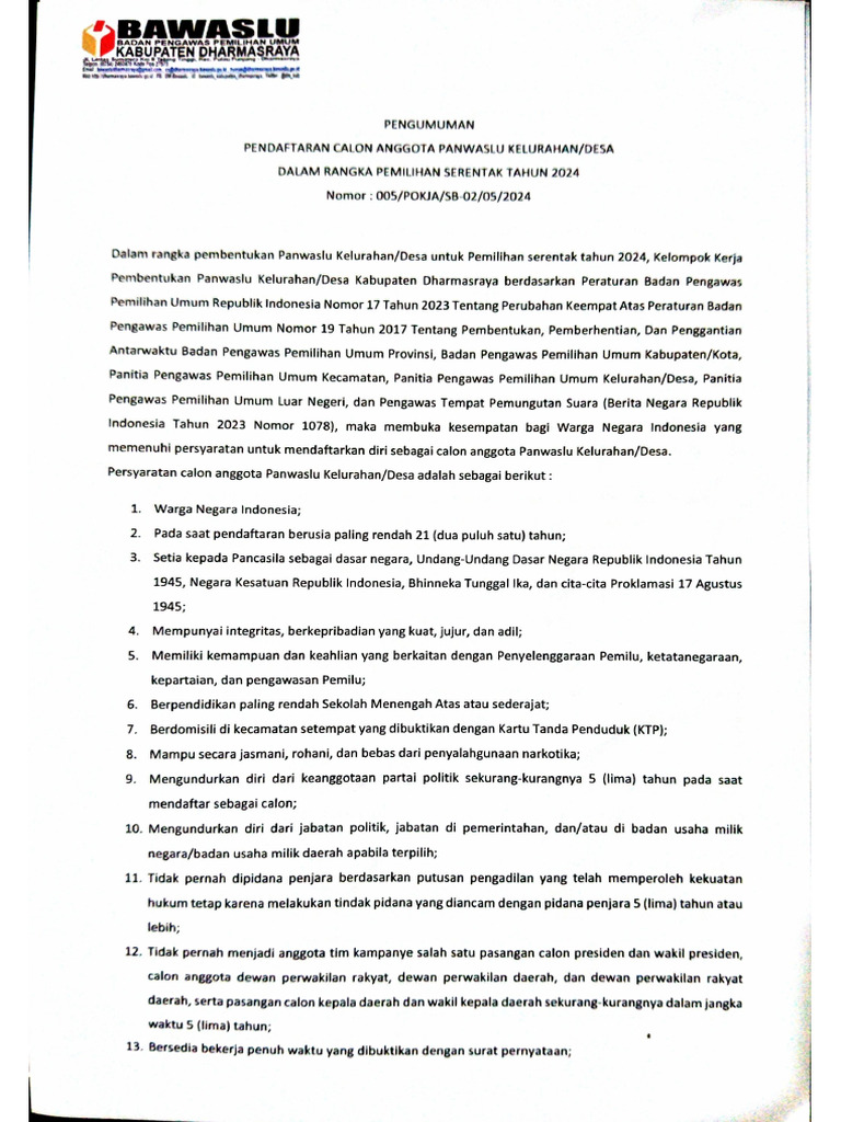 Pengumuman Rekrutmen PKD | PDF