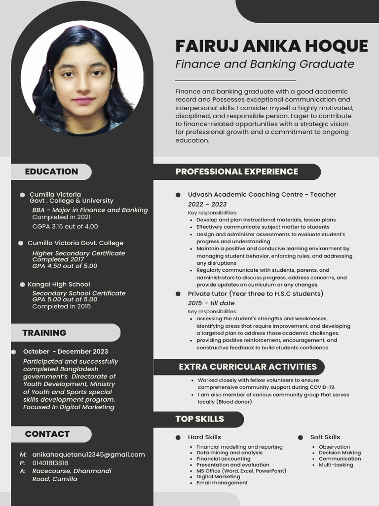 Uploaded CV Fairuj Anika Hoque | PDF