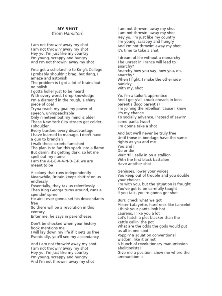 HAMILTON - My Shot | PDF | Art