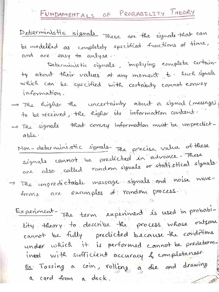 Unit 1 - Probability Theory, Random Variable - Random Process | PDF