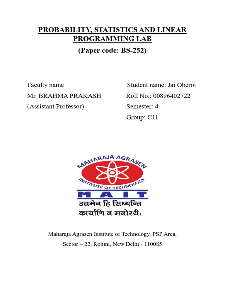 Complete PSLP File by Jai-1 | PDF | Matrix (Mathematics) | Regression Analysis