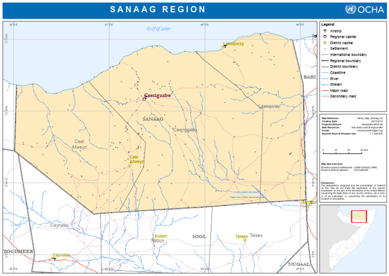 Administrative Map Sanaag A4 | PDF
