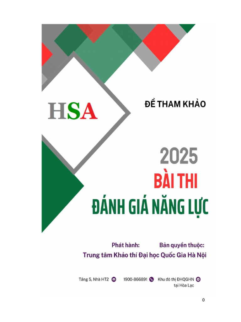 De Tham Khao Danh Gia Nang Luc Mon Toan Nam 2025 Dai Hoc Quoc Gia Ha Noi | PDF