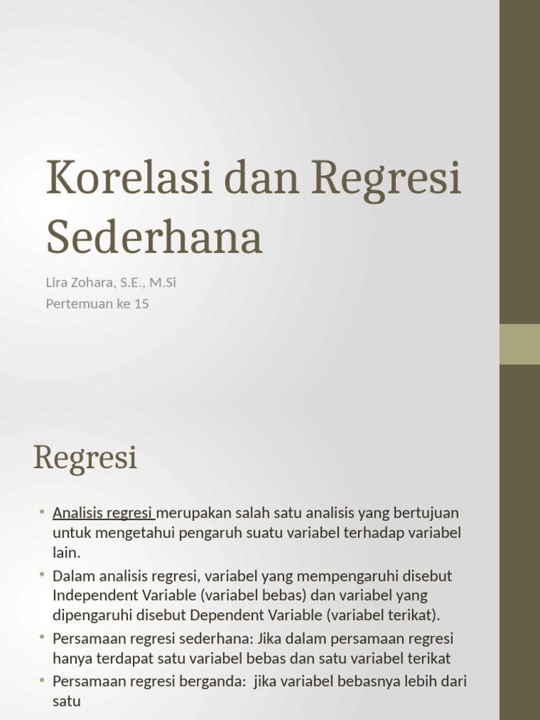 14 & 15 Korelasi Dan Regresi Sederhana | PDF
