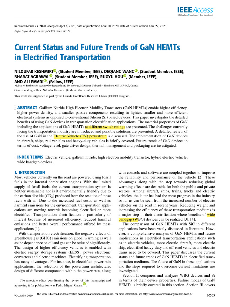 Current Status and Future Trends of GaN HEMTs in Electrified ...