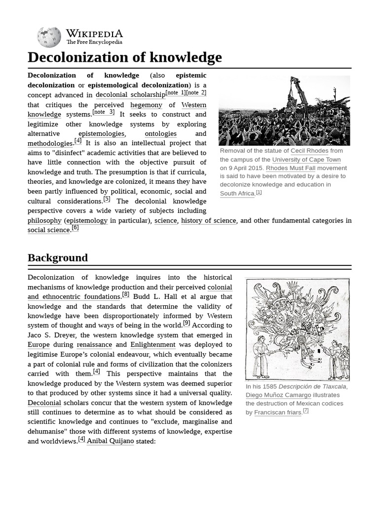 Decolonization of Knowledge | PDF | Epistemology | Philosophy