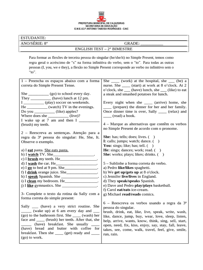 8 Ano Caic | PDF | Sintaxe | Tipologia linguística