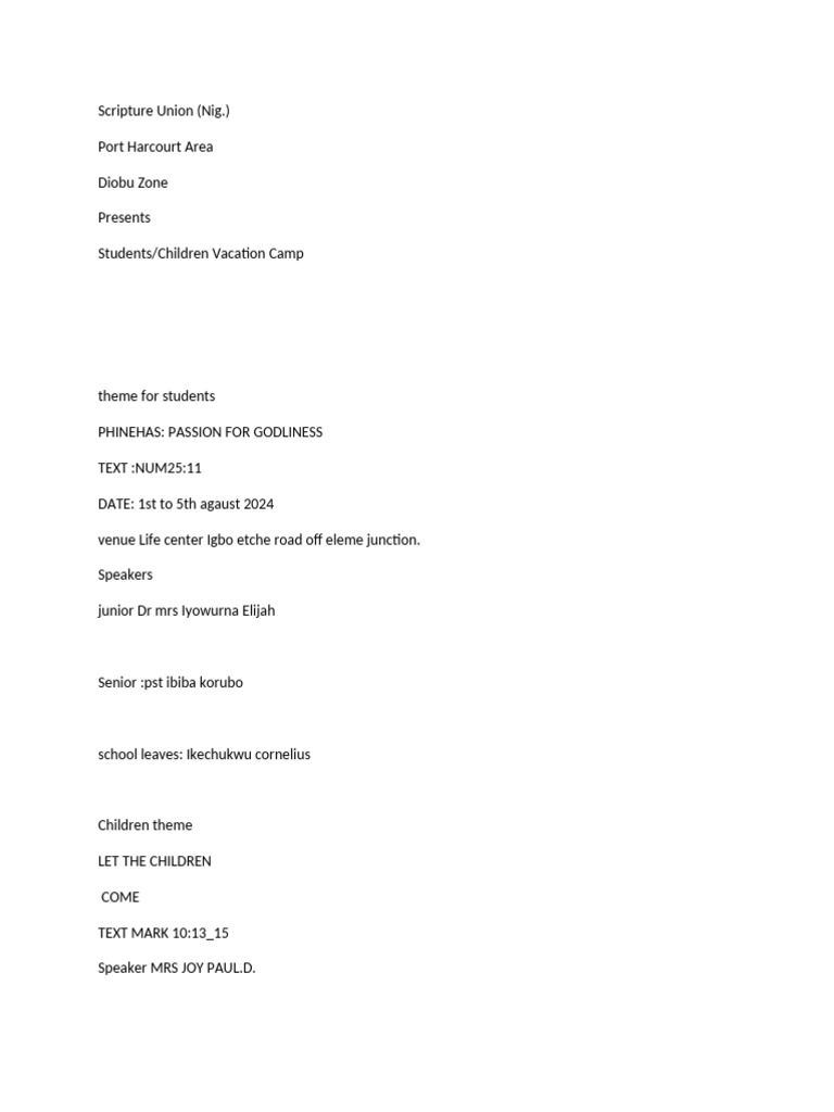 Scripture Union Camp Flyer 8 X 10 | PDF