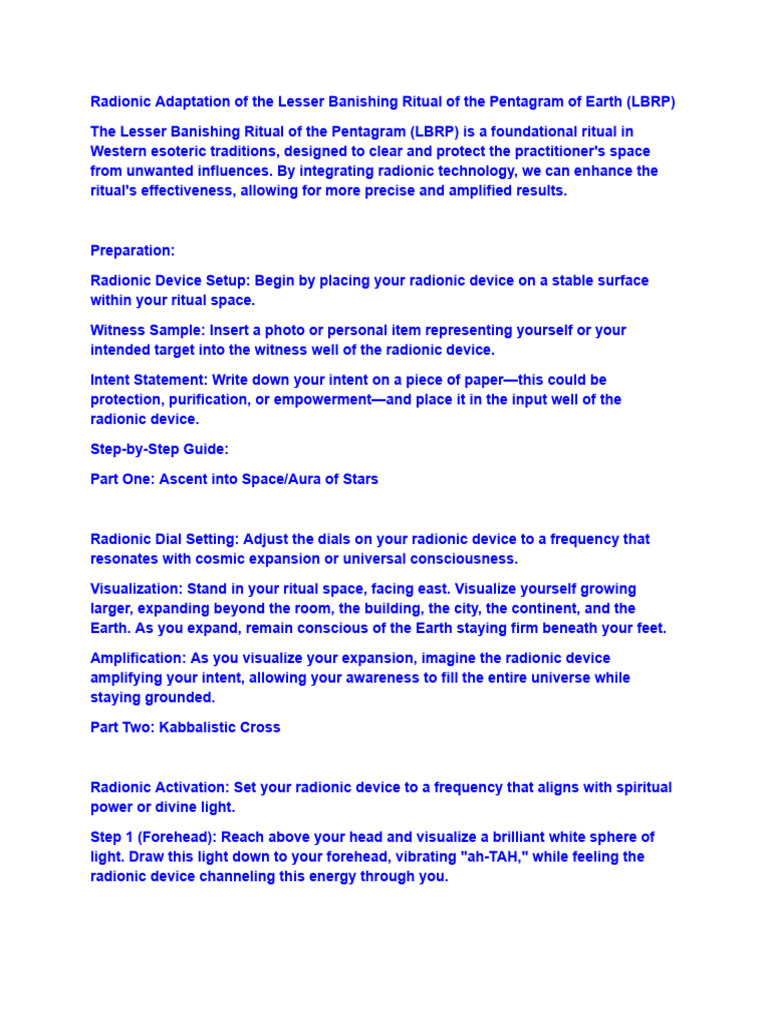 Radionic Adaptation of The Lesser Banishing Ritual of The Pentagram of ...