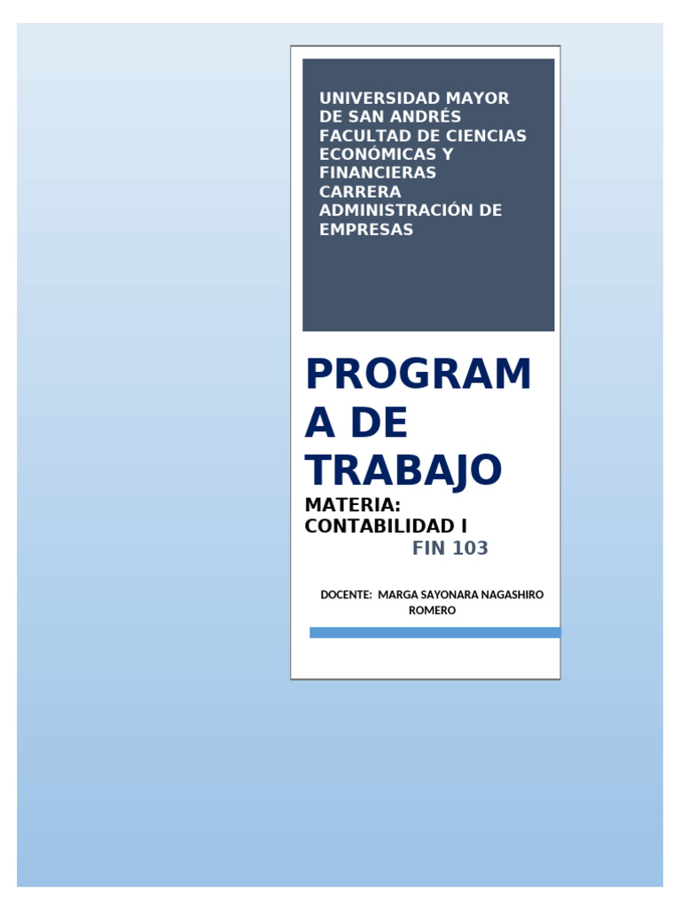 Programa Academico 2024 Conta I | PDF