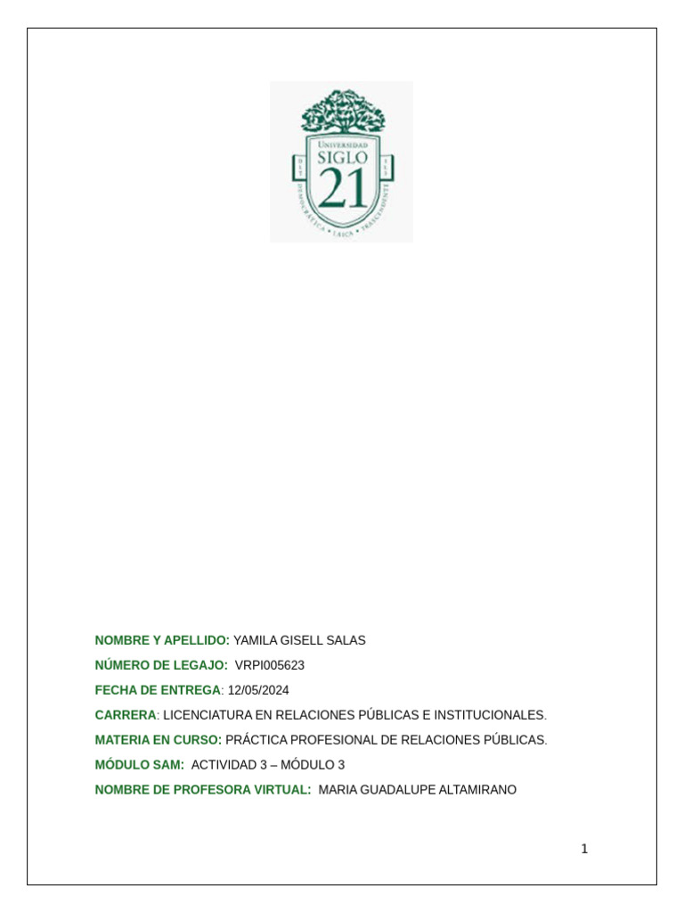 TP 3 - Practica Profesional RRPP | PDF