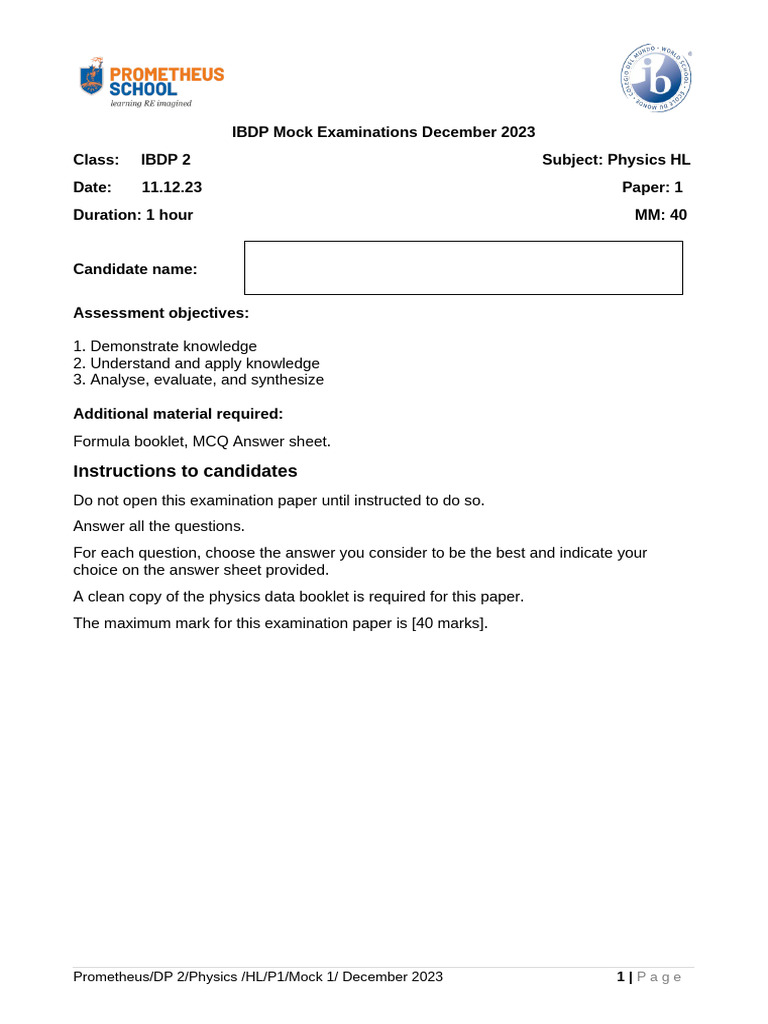 DP2 P1 Mock 1 Paper 1 HL | PDF