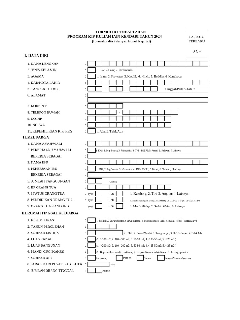 2024 Formulir KIP-1 | PDF
