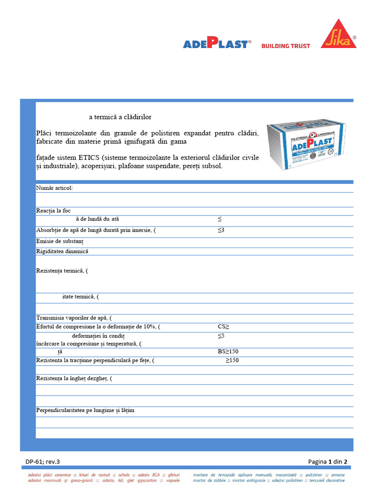 05 Fisa Tehnica ADEPLAST EPS80+ 03.2022 | PDF