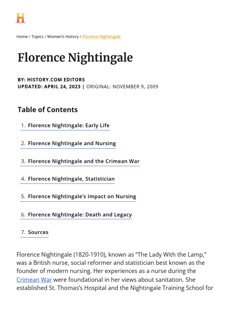 Florence Nightingale – Biography, Facts & Nursing _ HISTORY | PDF
