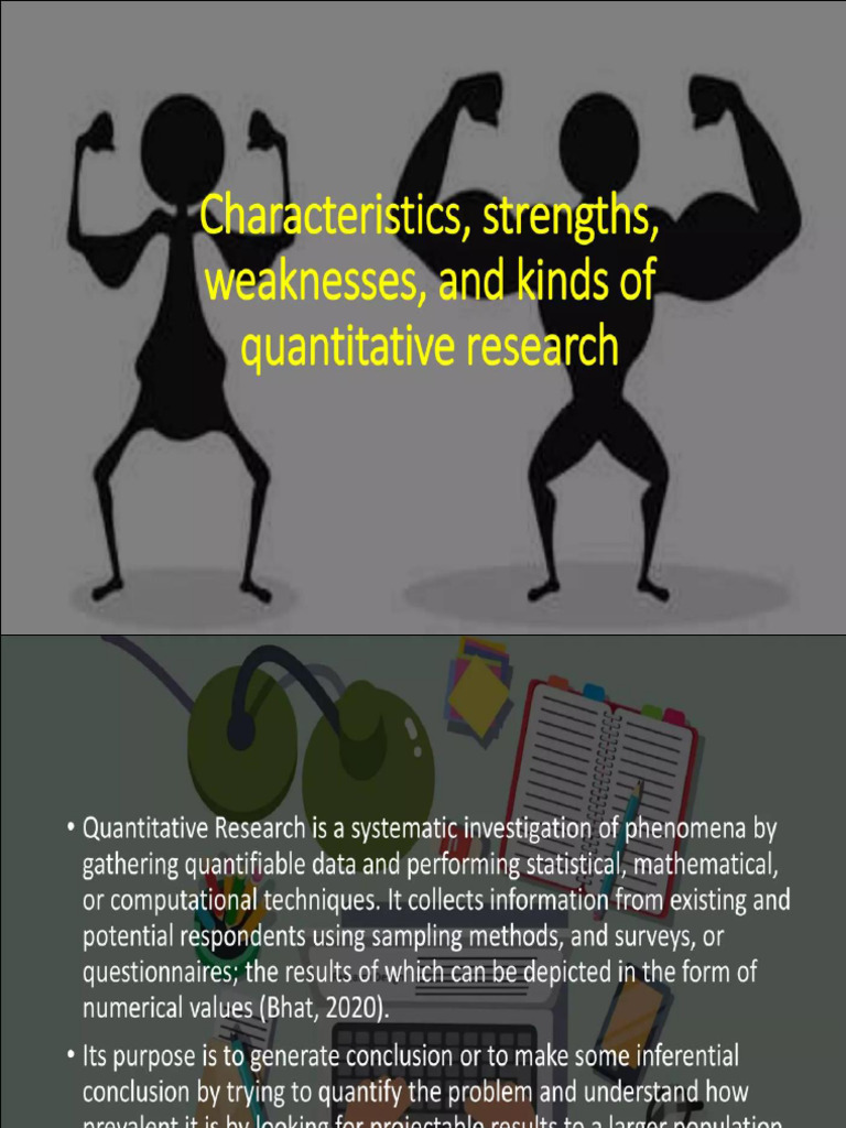 Characteristics Strengths Weaknesses and Kinds of Quantitative Research FFHNAS AUG 1 | PDF