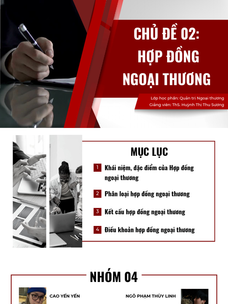 QTNT - ST5 - NHÓM 04 - CHỦ ĐỀ 02 HỢP ĐỒNG NGOẠI THƯƠNG | PDF